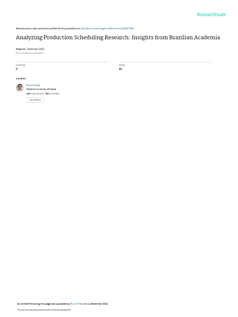 Analyzing Production Scheduling Research: Insights From Brazilian Academia | PDF | Linear ...
