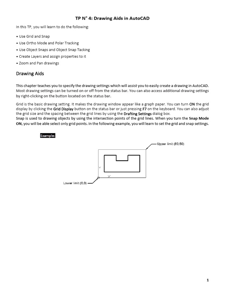 TP 4 Drawing Aids in AutoCAD | PDF | Button (Computing) | Software