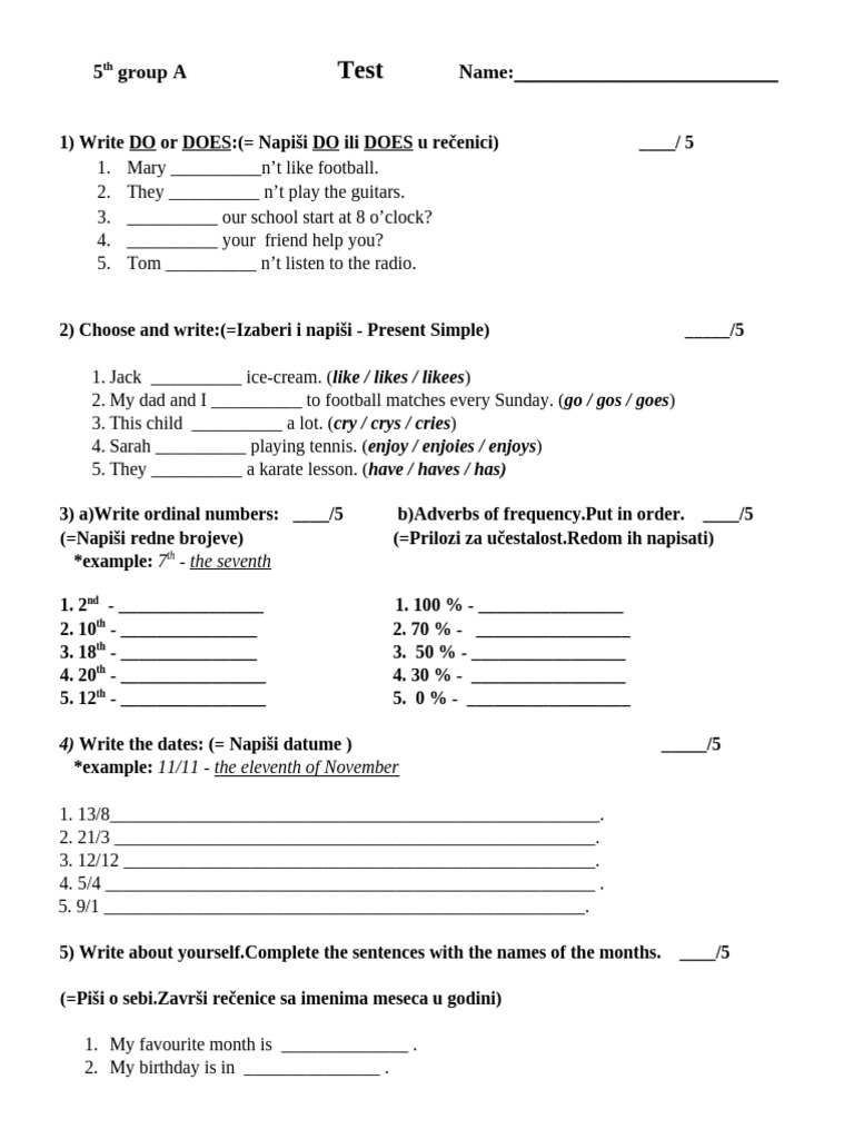 5th Group A - Test 1-October-2024 | PDF