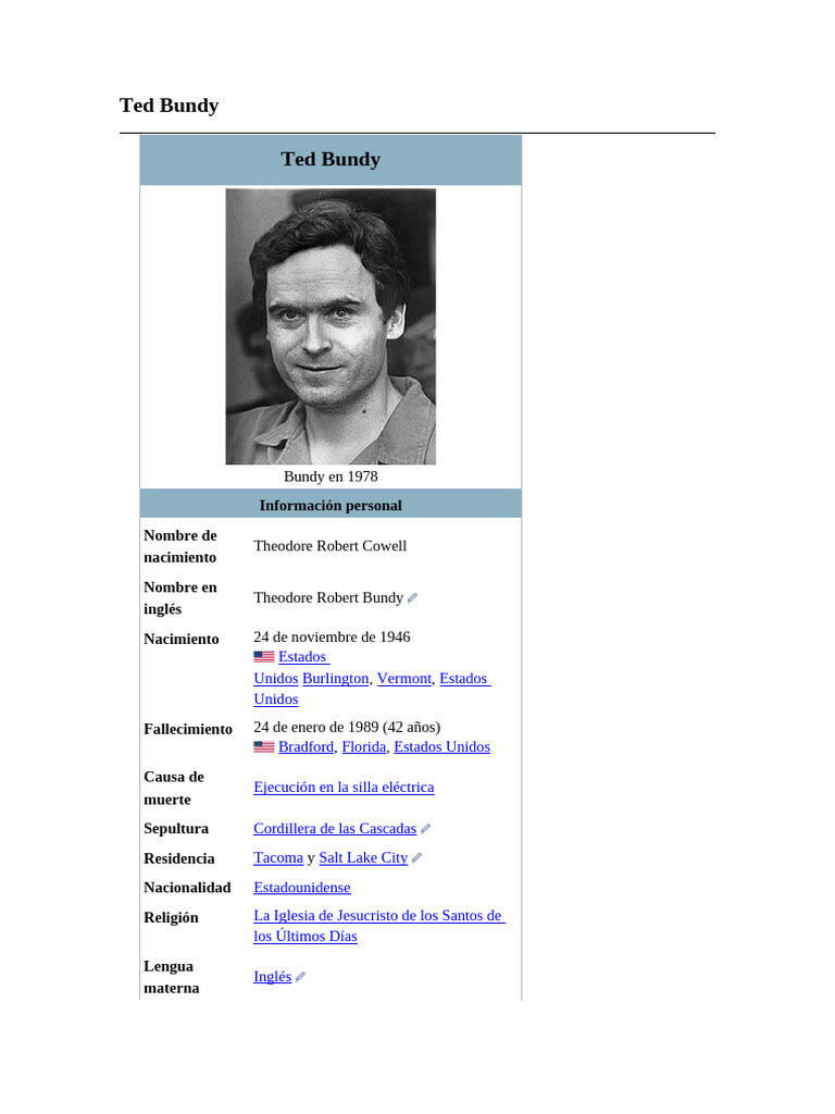 Ted Bundy | PDF | Crímenes | Crimen y violencia