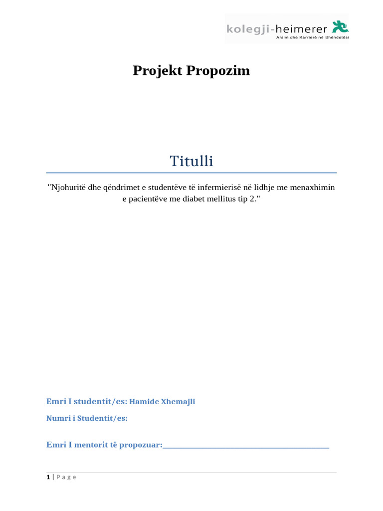 Projekt Propozim Per Teme Diplome (1) HAMIDE XHEMAJLI | PDF