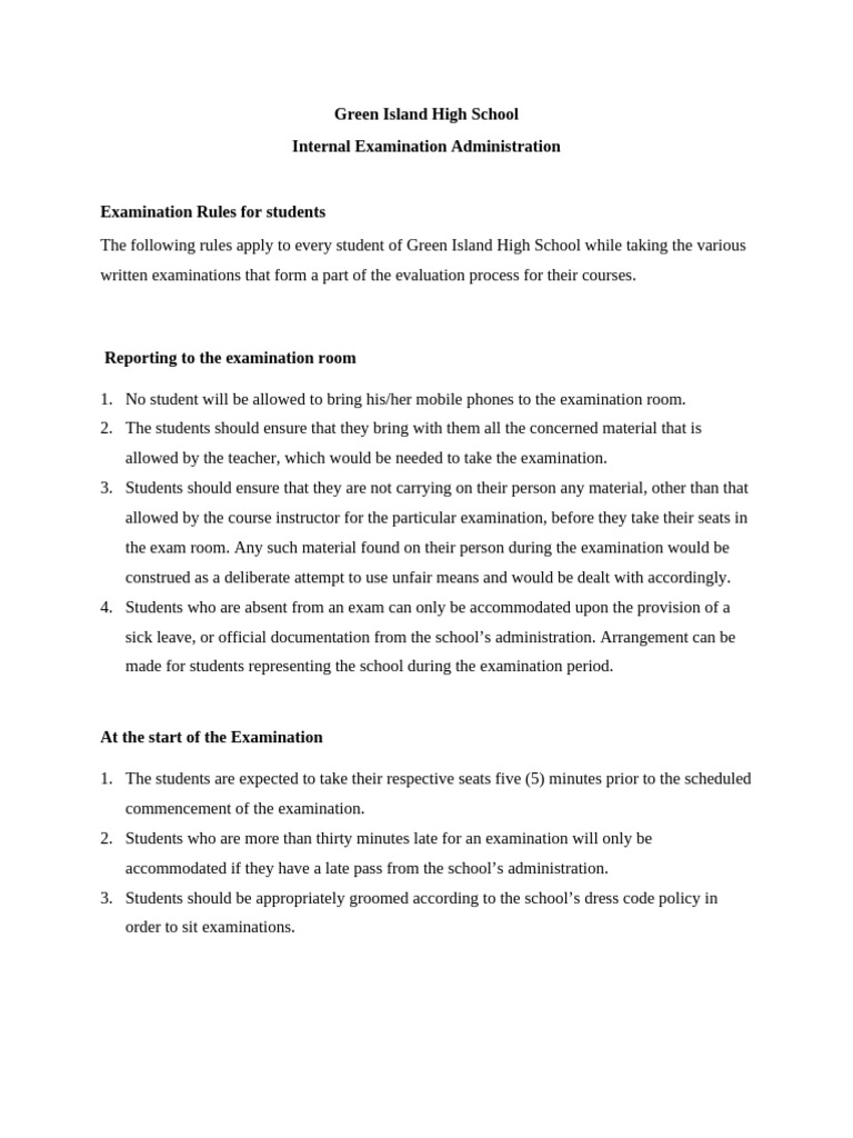 Examination Rules | PDF