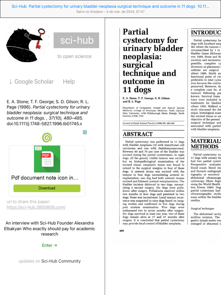 Sci-Hub Partial cystectomy for urinary bladder neoplasia surgical ...