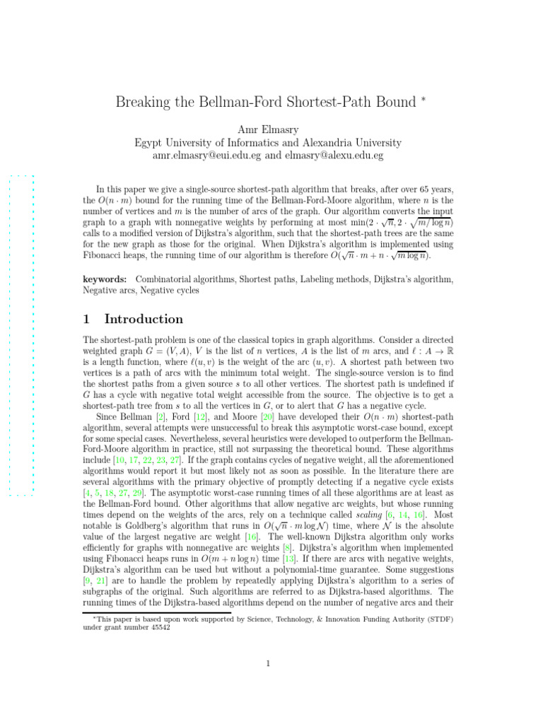 Breaking The Bellman-Ford Shortest-Path Bound | PDF | Combinatorics ...
