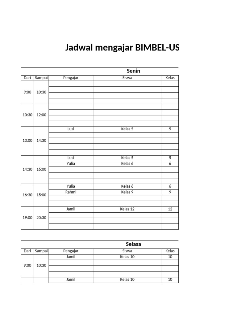 Jadwal Desember Bimbel-US | PDF