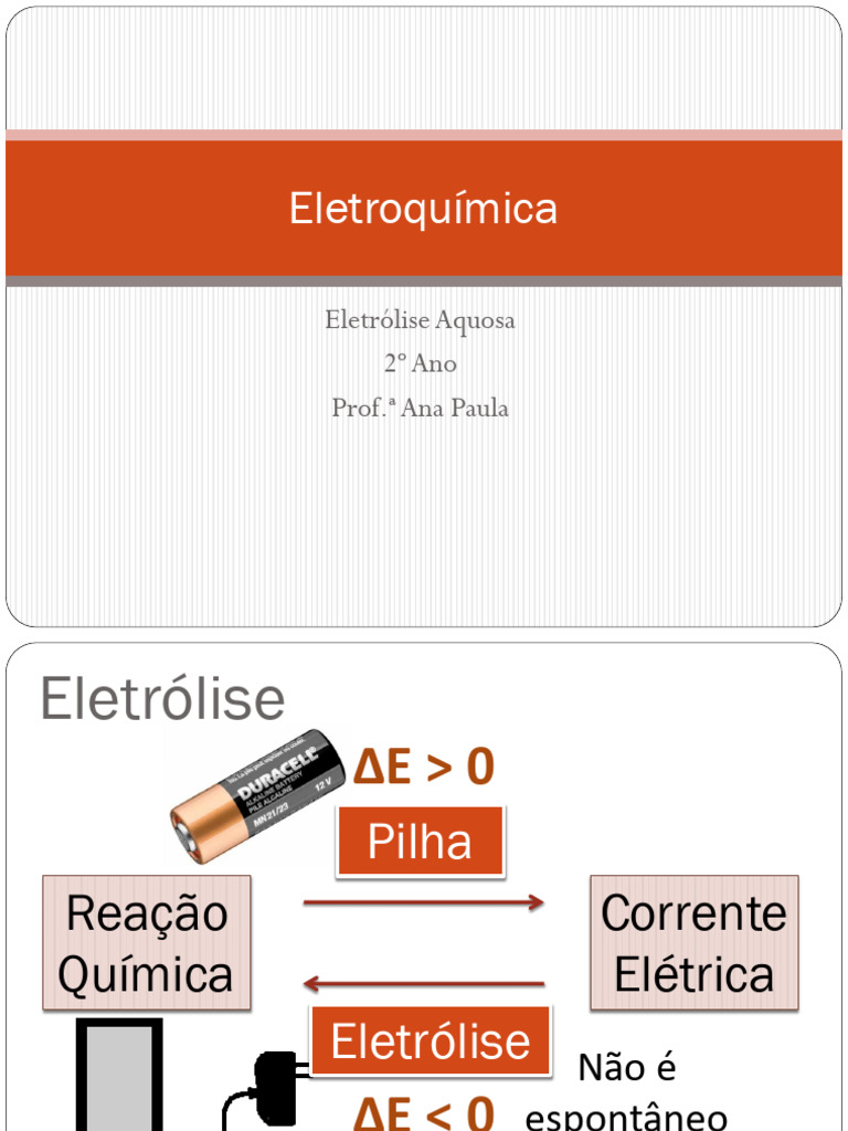 Eletroquimica_Aula06_Eletrólise_Aquosa | PDF | Eletroquímica | Engenharia Elétrica