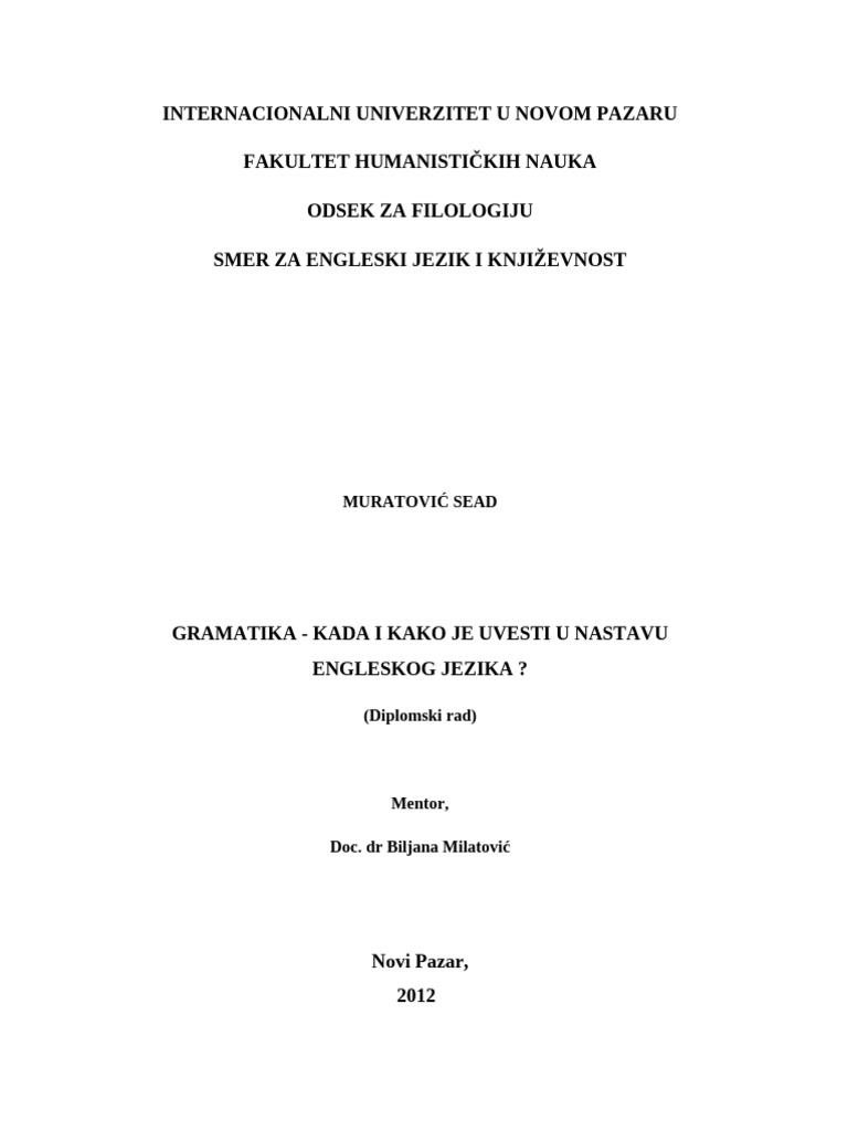Diplomski Rad, Sead Muratović | PDF