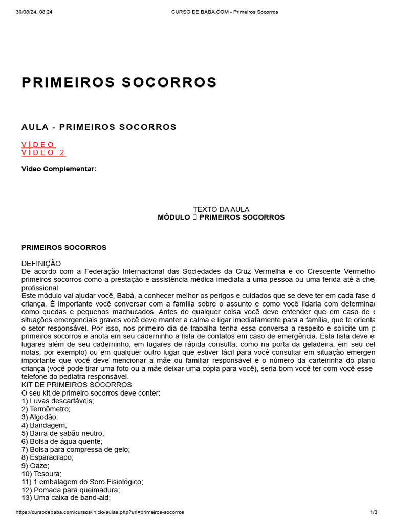 Primeiros Socorros para Babás | PDF | Primeiros socorros | Queimadura