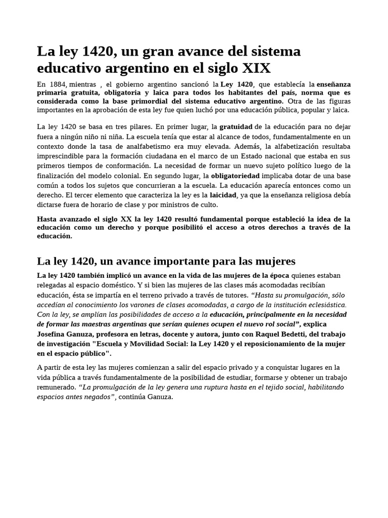 Ley 1420 | PDF