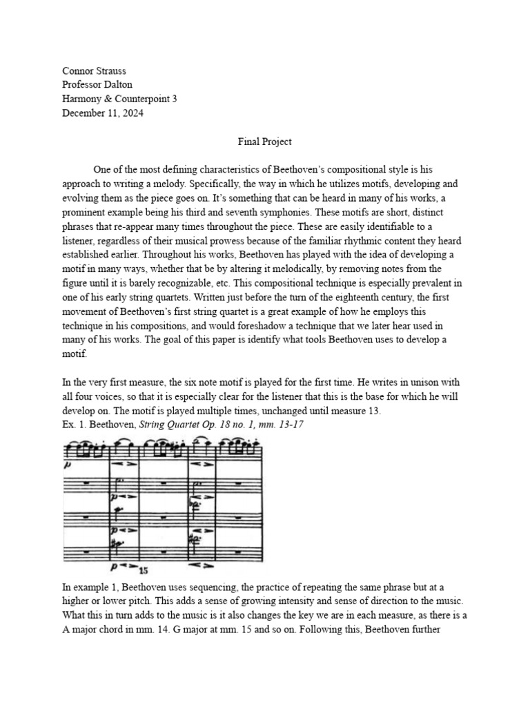 Connor Strauss H&C3 Final | PDF | Violin | Harmony