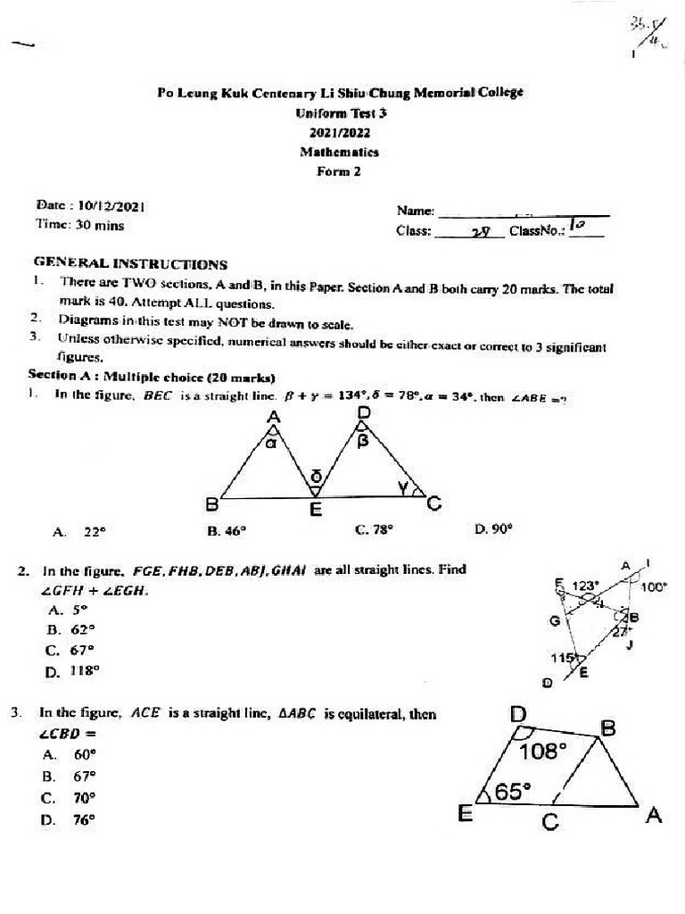 f2 LSC Test FML, Angle | PDF