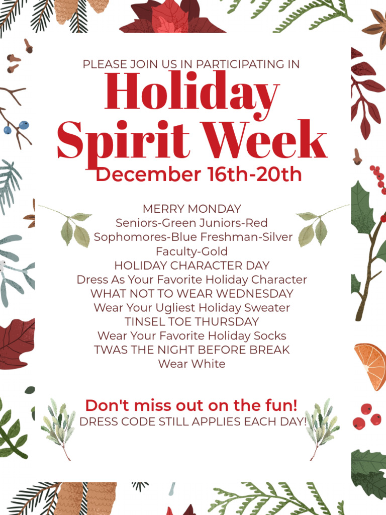 School Holiday Spirit Week | PDF