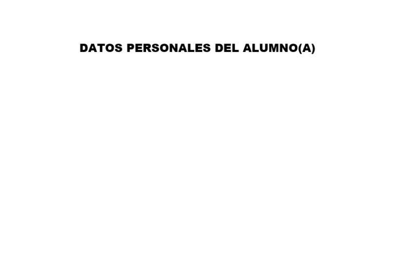Ficha de Datos Personales Del Alumno | PDF