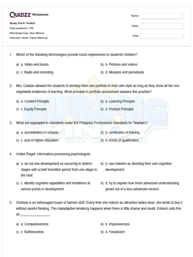 Classified Study File 8 - ProfEd | PDF | Learning | Teachers