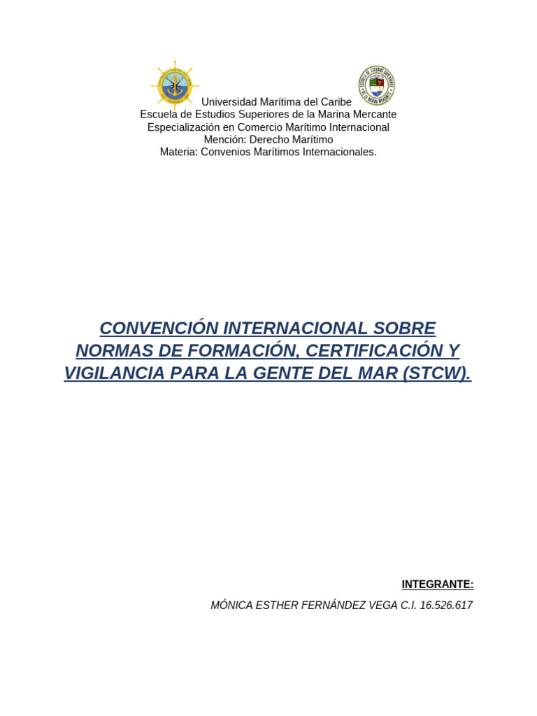 Convención STCW (Trabajo Universidad) | PDF