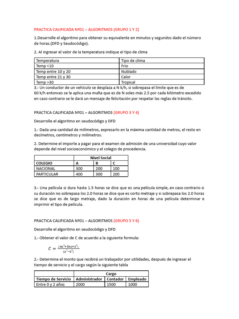 Practica Calificada N-01 | PDF