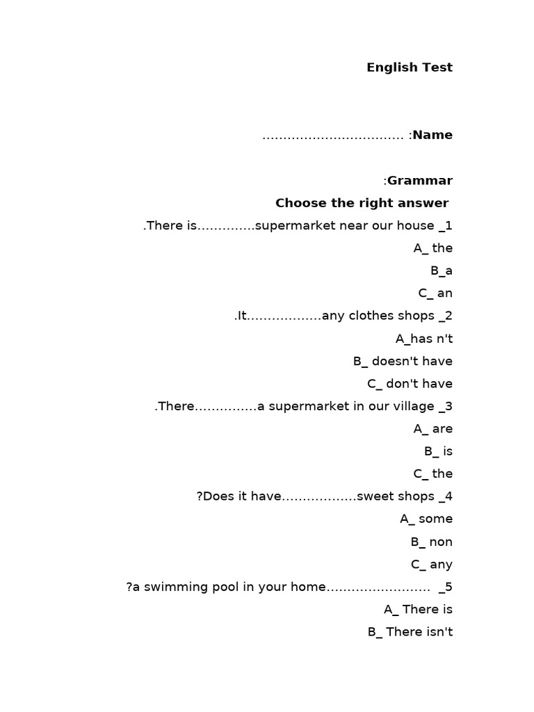 English Test 1 | PDF