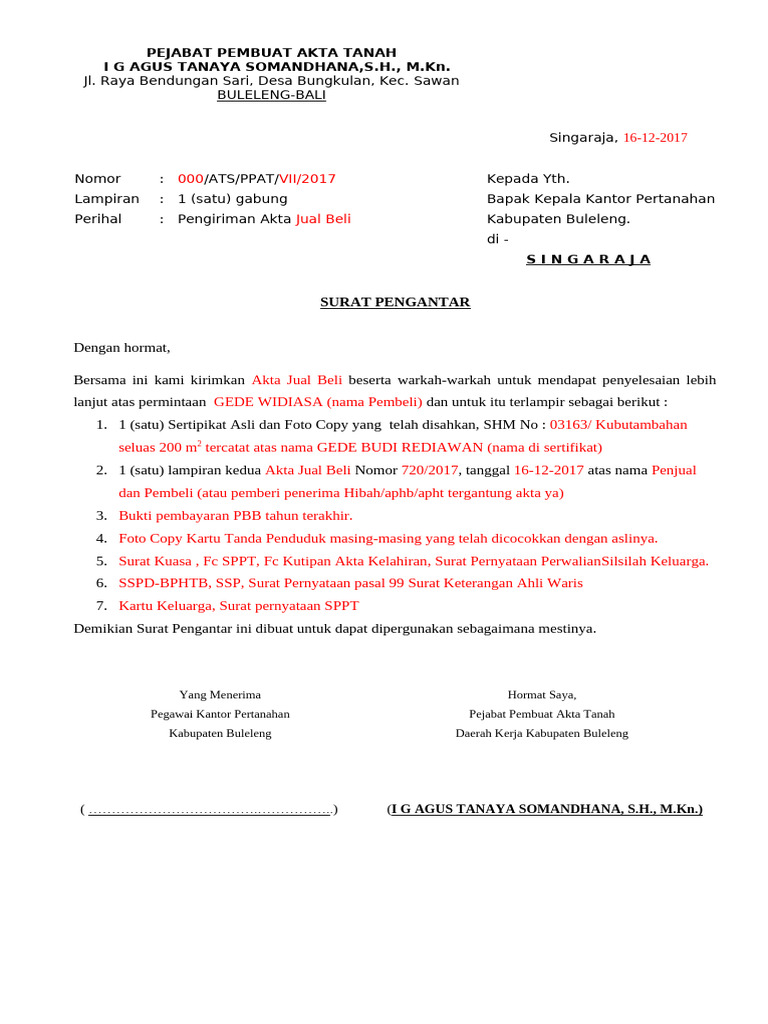 SURAT Pengantar AJB | PDF