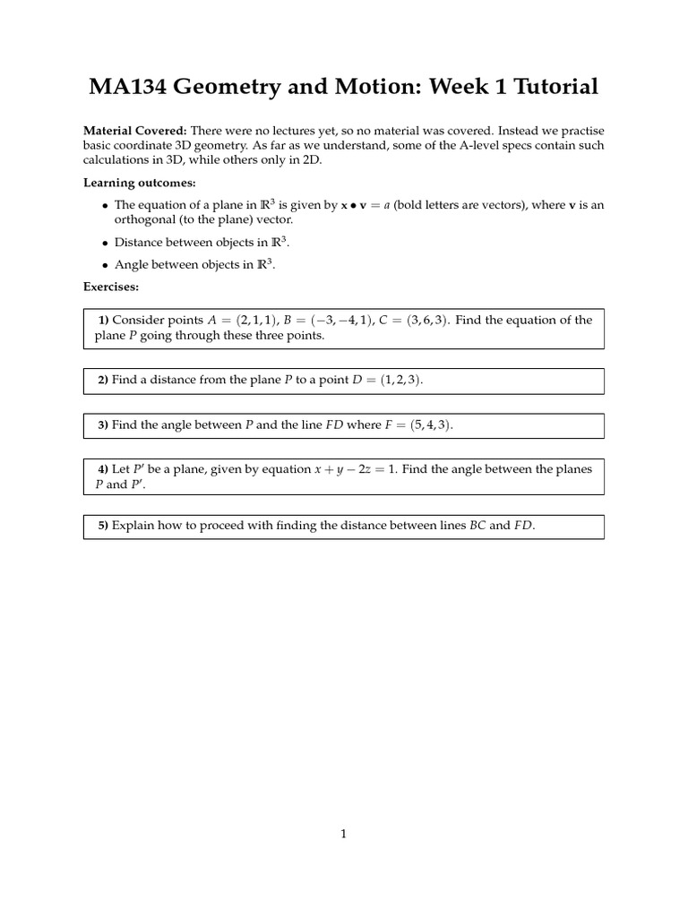 GM Tutorial Week 1 Problems | PDF