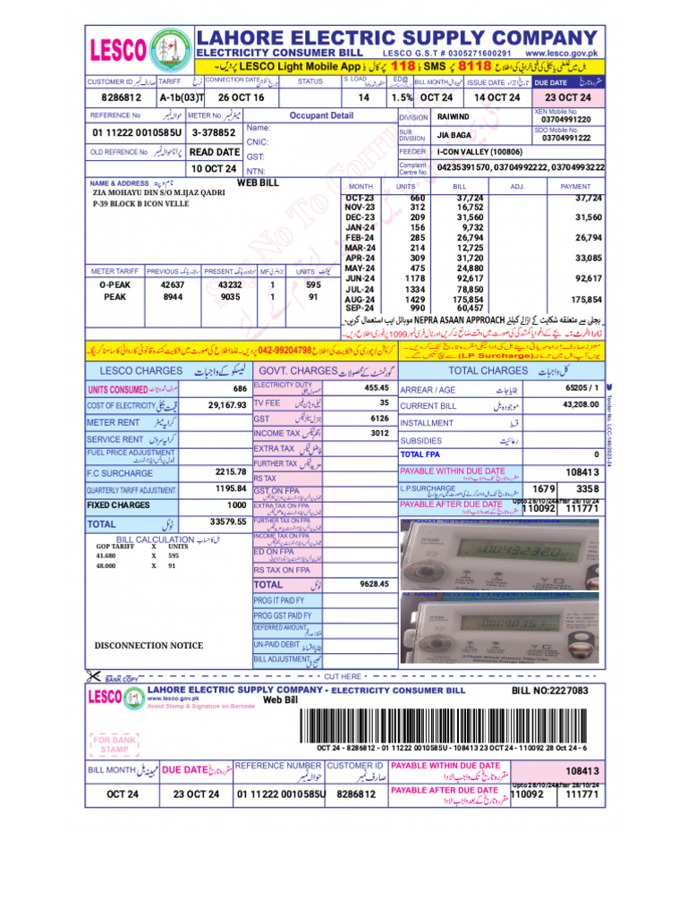 LESCO- Web Bill | PDF