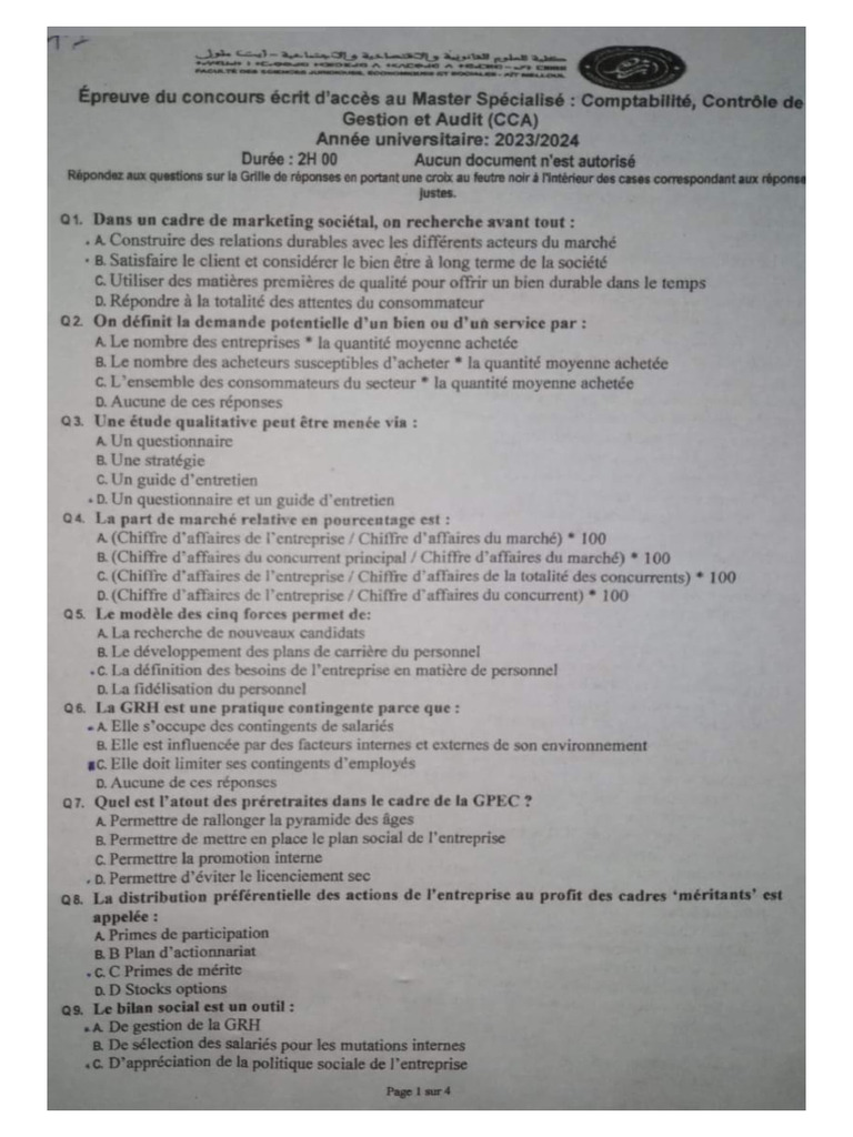 Master CCA Ait Melloul 2023-2024 | PDF