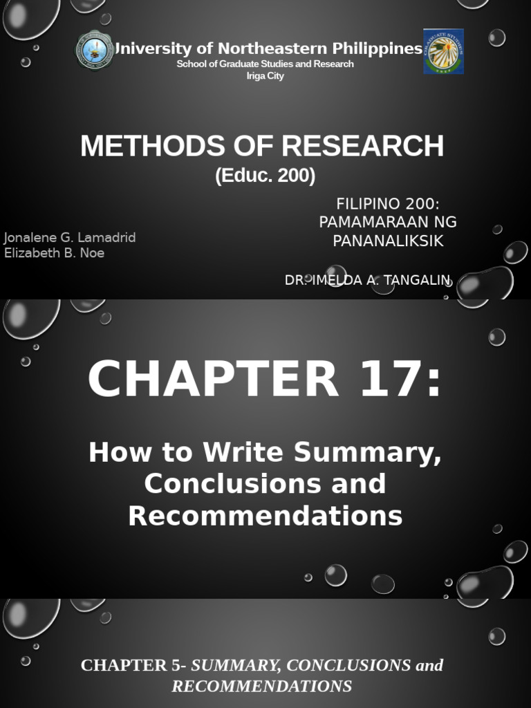 Group 16 Chapter 17 How To Write Chapter 5 Conclusion. and Recommendations | PDF | Statistics ...