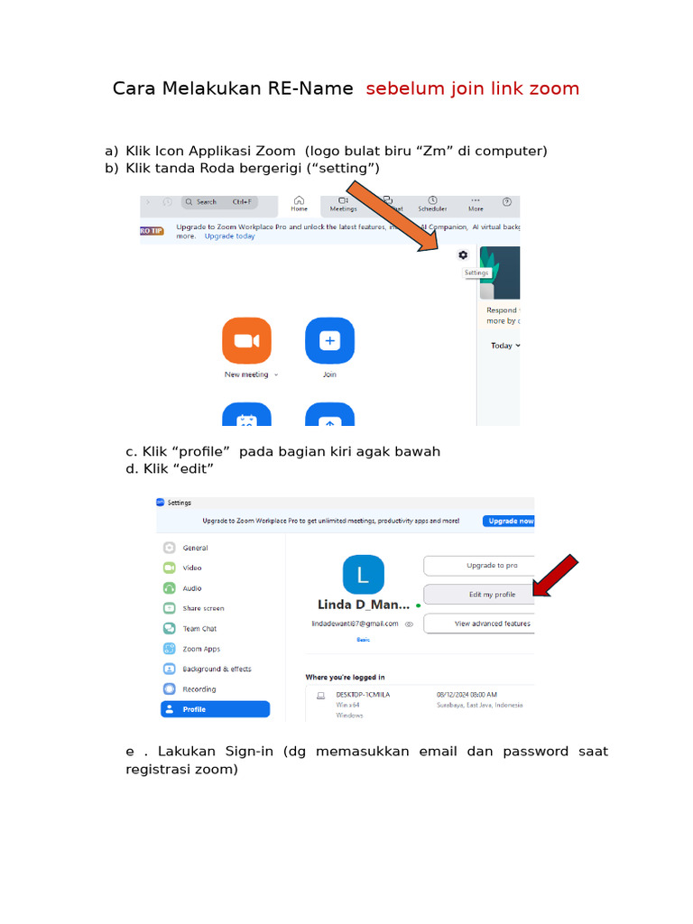 Cara Rename. Sebelum Join Zoom | PDF