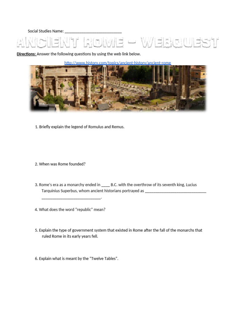 Webquests For Ancient Rome All Roads Lead To Rome Engaging With