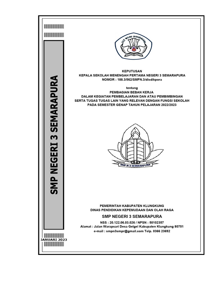 Sk Pembagian Tugas Smt Genap 2022 2023 | PDF