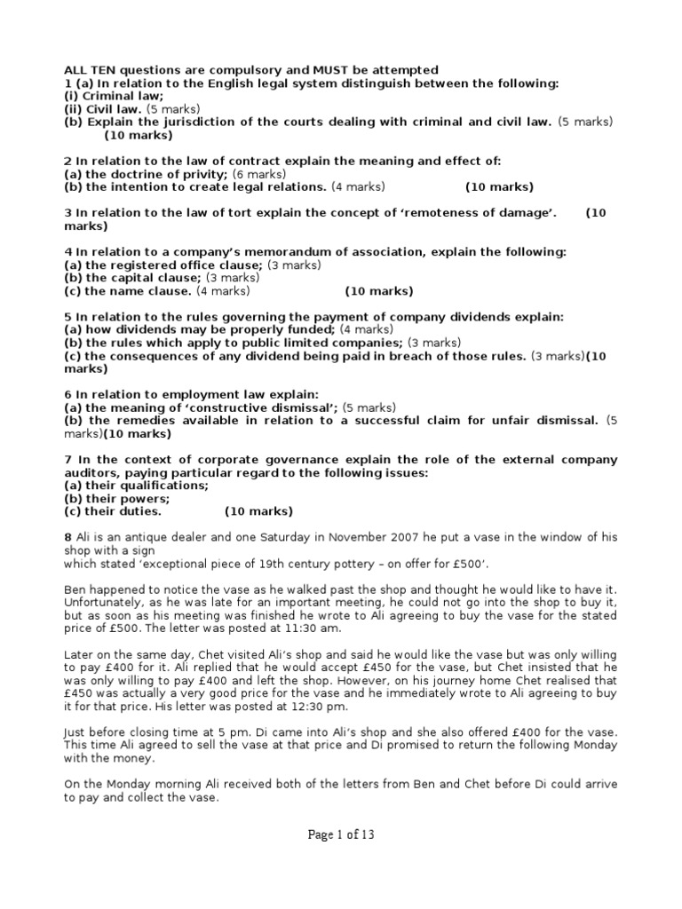 Past ACCA Questions | PDF | Partnership | Board Of Directors