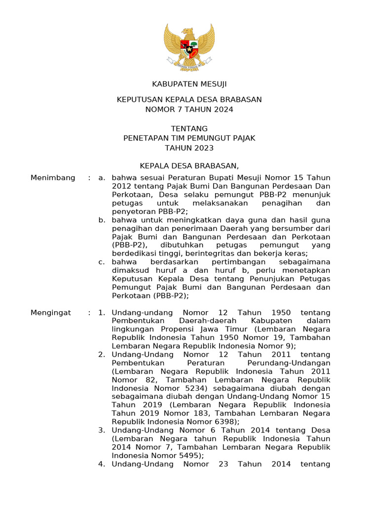 SK Tim Pungut Pajak (PBB) | PDF