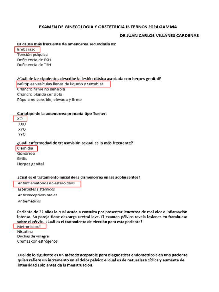 SIMULACRO 4 - GINECO-OBSTETRICIA-INTERNADO MEDICO - 2024 | PDF