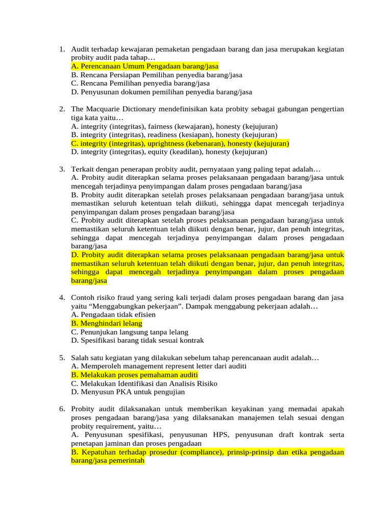 Prestest Probity Audit | PDF