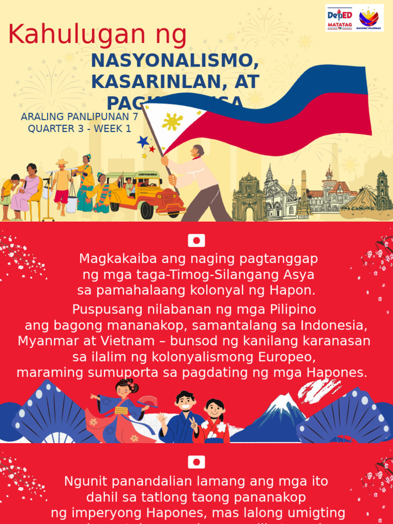 AP7 Q3 Week 1 - Kahulugan NG Nasyonalismo, Kasarinlan at Pagkabansa | PDF
