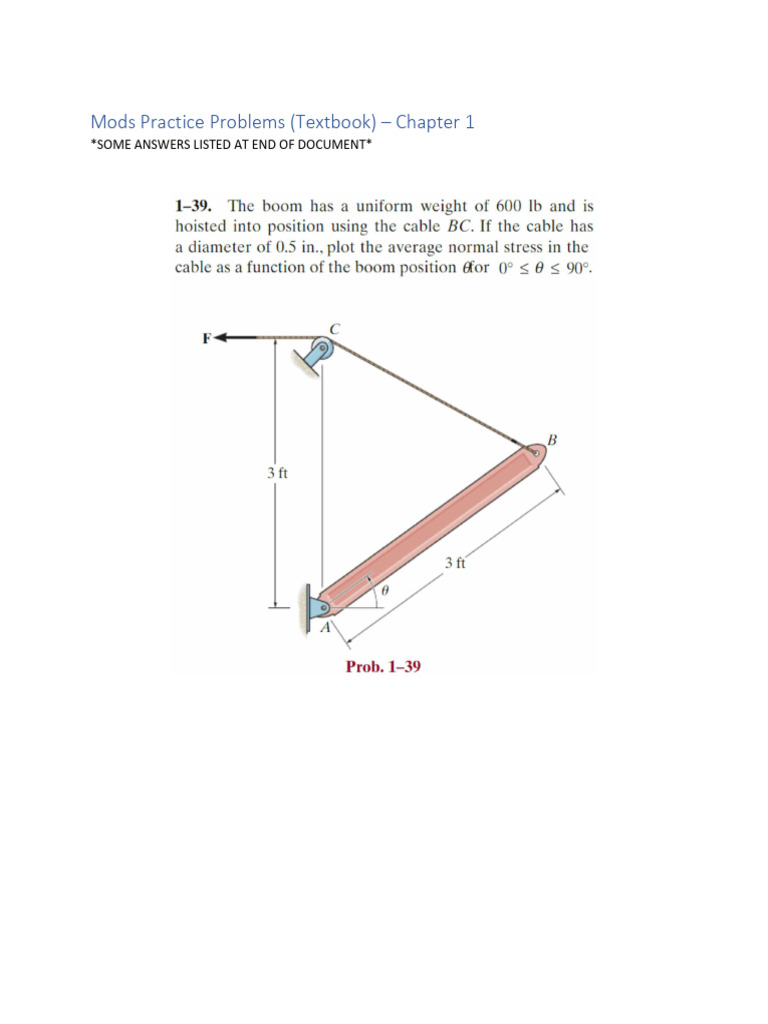 ME219 - Practice Problems Chapter 1 | PDF
