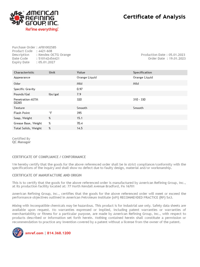 Kendex OCTG Orange Purchase Order Details | PDF