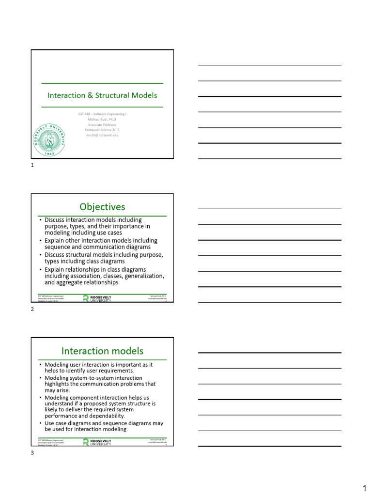 Objectives: Interaction & Structural Models | PDF | Class (Computer Programming) | Use Case