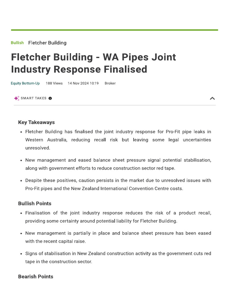 Fletcher Building - WA Pipes Joint Industry Response Finalised ...