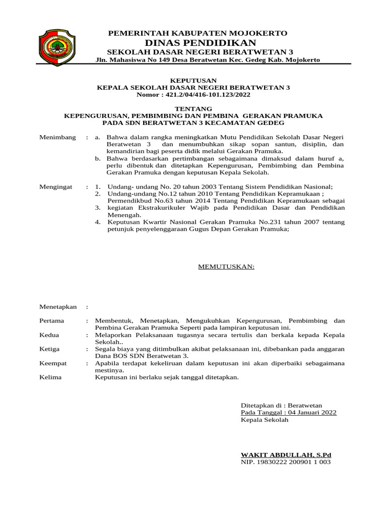 Sk Pramuka 2022 | PDF