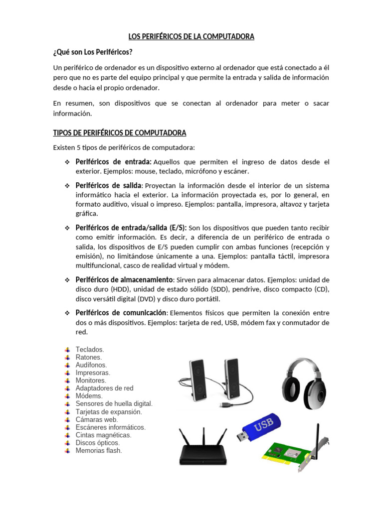 Ho01 Periféricos | PDF | Periférico | Hardware de la computadora