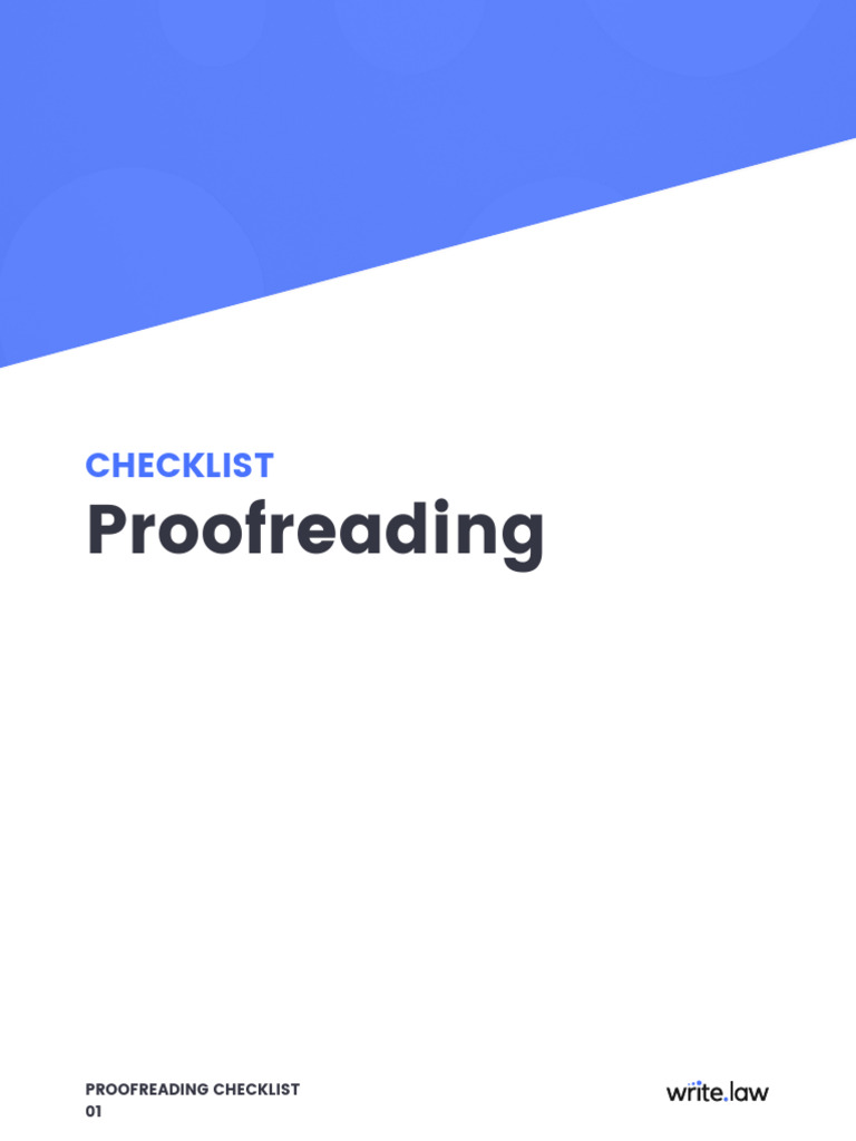 Proofreading Checklist | PDF Proofreading Checklist | PDF