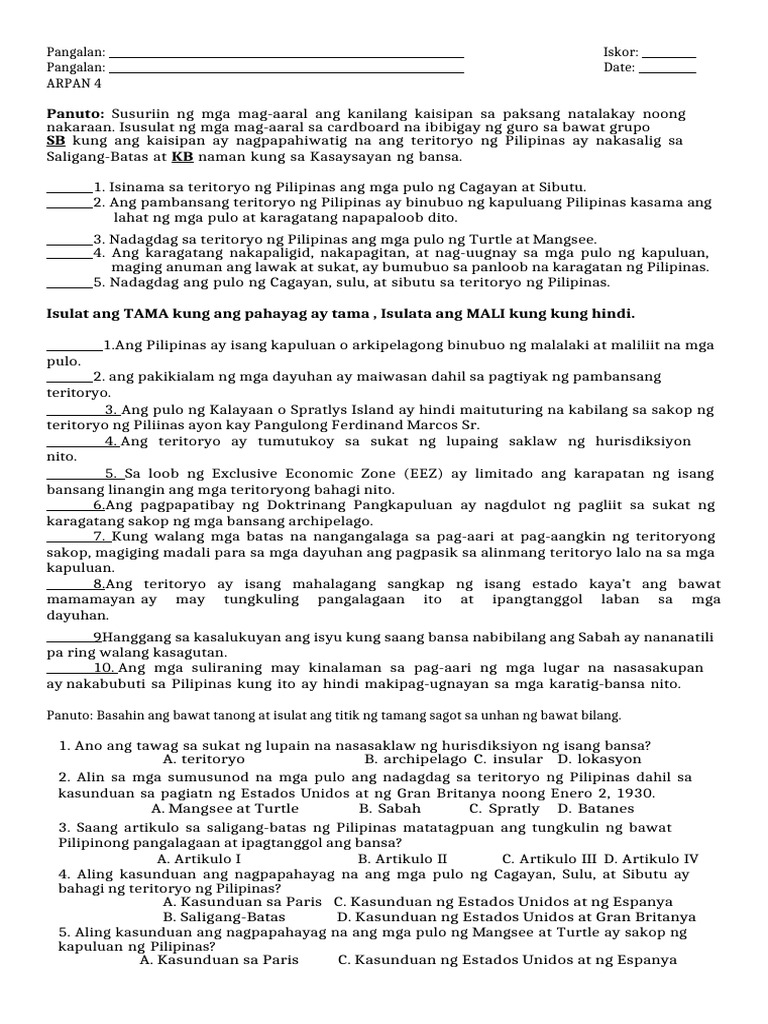 1ST QTR - Arpan Week Territory | PDF