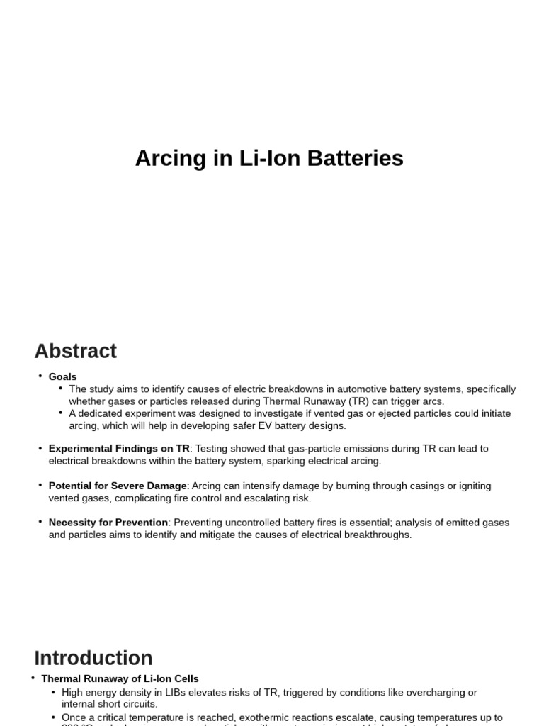 Arcing Risks in Li-Ion Batteries | PDF | Electric Arc | Electrical ...