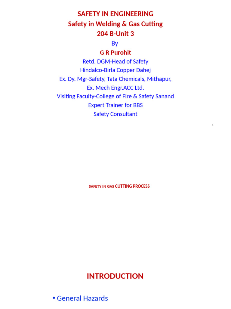 204 - Unit 3 Safety Engg During Welding & Gas Cutting | PDF | Welding ...