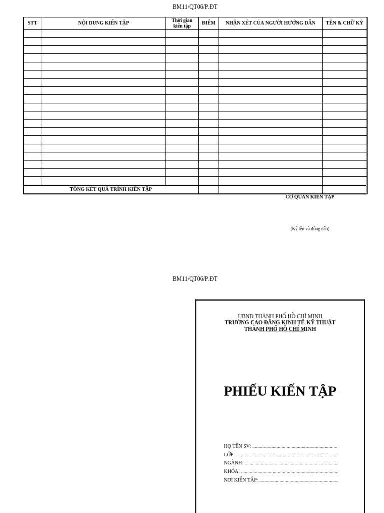 BM11-06 DT Phiếu Kien Tập | PDF