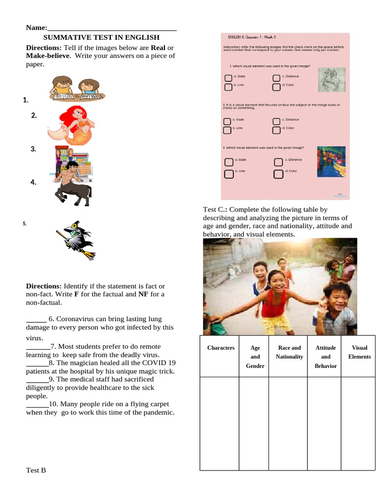 Summative Test in English (Week 5) | PDF