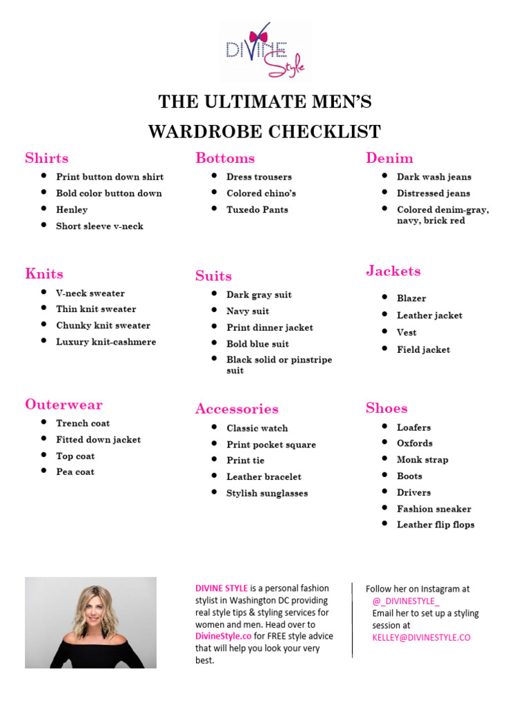 The Ultimate Mens Wardrobe Checklist Divine Style | PDF