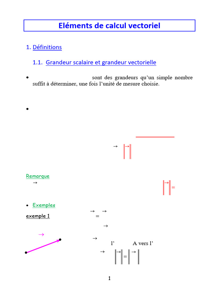 Calcul vectoriel et grandeurs associées | PDF | Angle | Analyse vectorielle