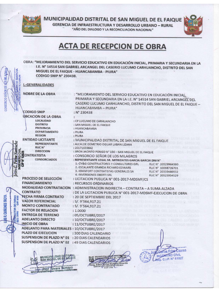 Acta Recepción | PDF