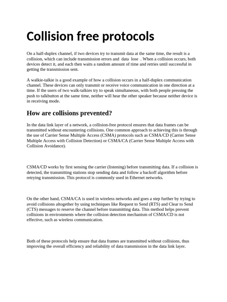 Collision free protocols | PDF